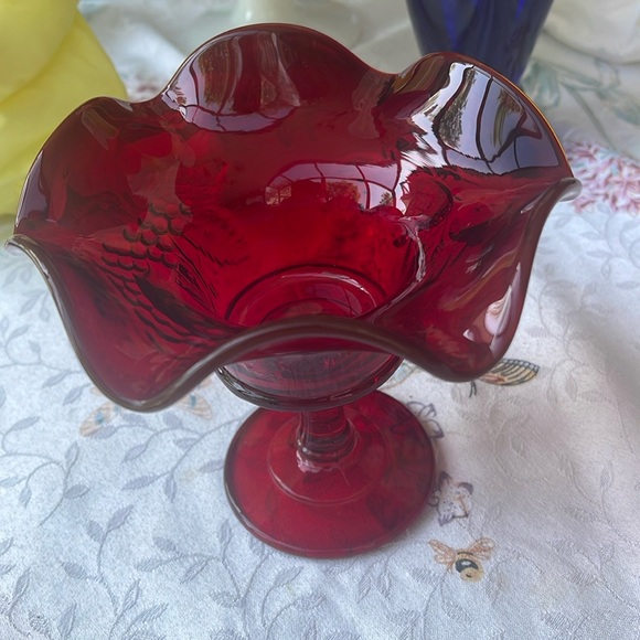 Source Unknown | Art | Vintage Ruby Red Art Glass Candy Dish Glow ...